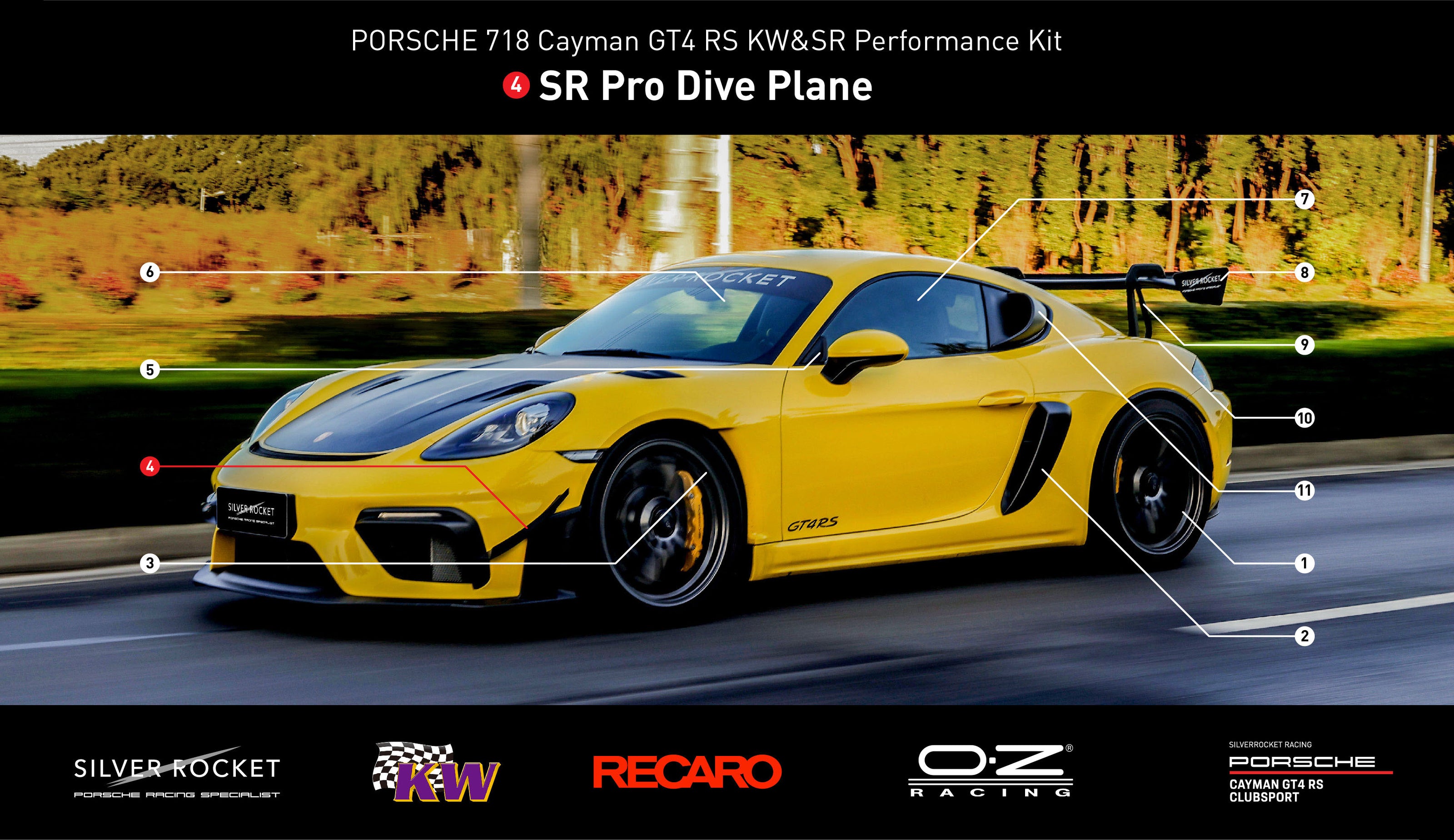 SR DRY CARBON FIBER PRO DIVE PLANE [PORSCHE 718 CAYMAN GT4 RS ...