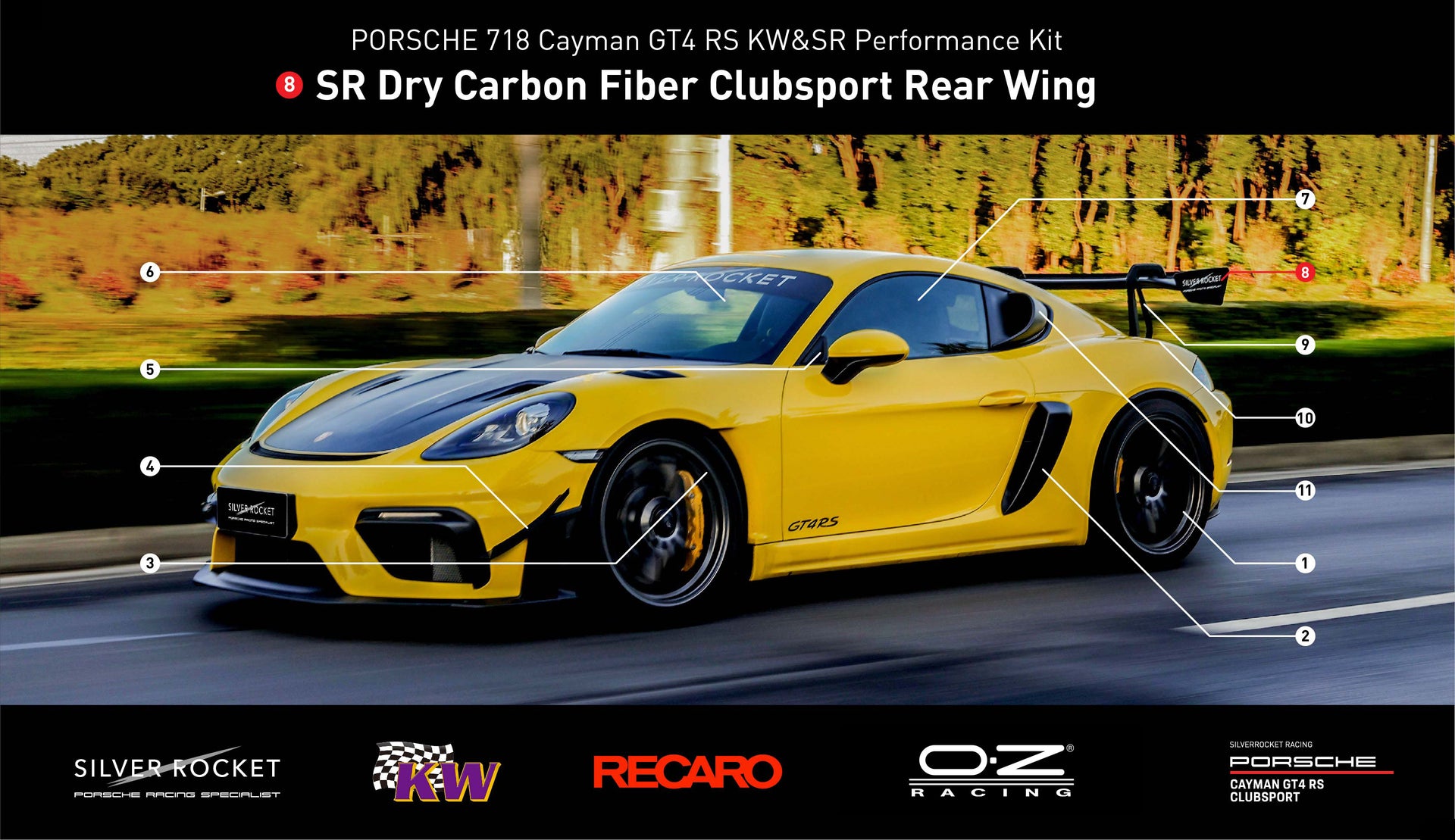 SR DRY CARBON FIBER CLUBSPORT REAR WING V2.0 [PORSCHE 718 Cayman GT4 R ...
