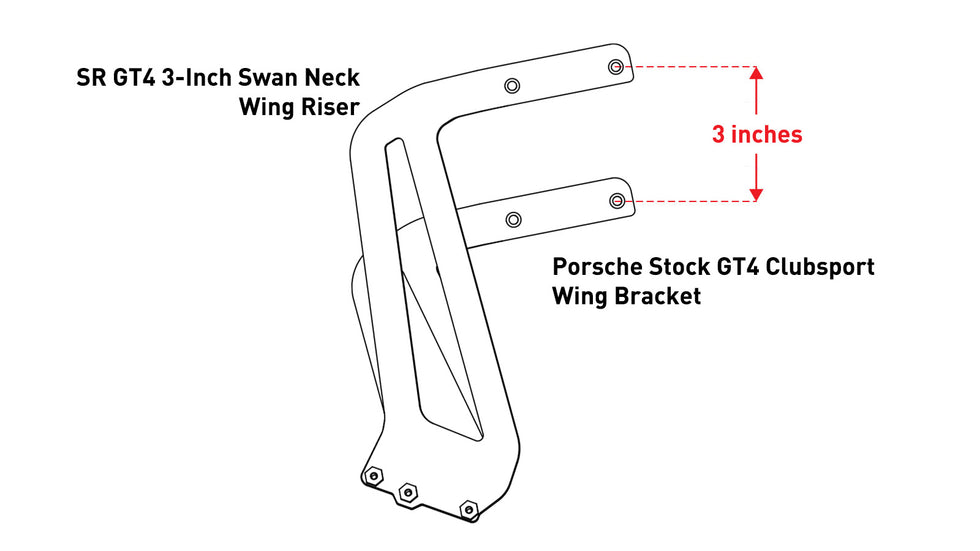 SR GT4 3-INCH SWAN NECK WING RISER - OEM 2017 ALUMINIUM [PORSCHE 718 G ...